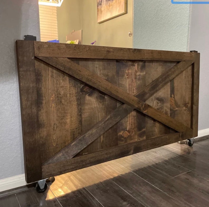 Rolling Baby Gate, Farmhouse Dog Gate Barn Door Baby Gate, Barn Door ...
