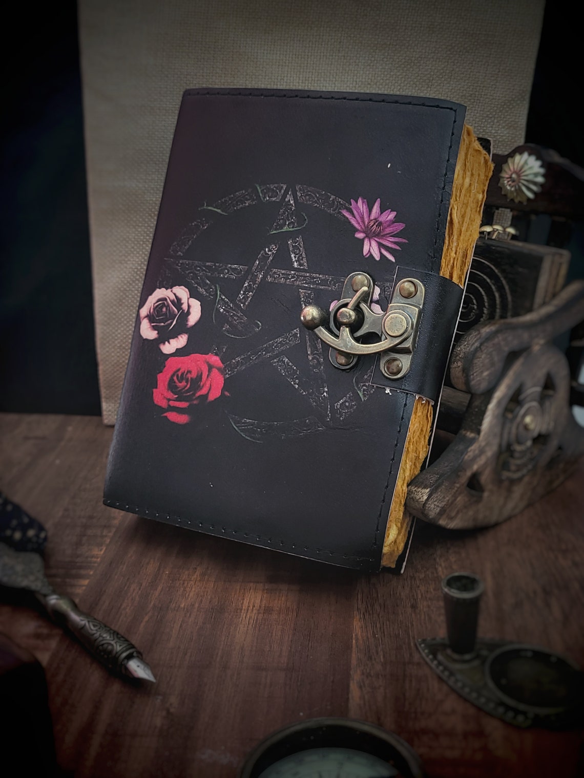 Rose Flower Handmade Leather Journal for Women Notebook Rose - Etsy