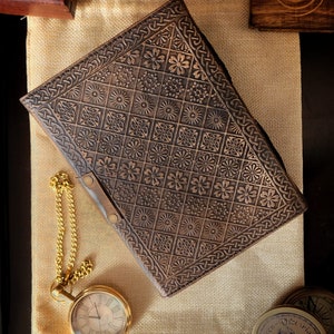 7-stone Leather Notebook With Clasp Lock Stone Embossed Handmade Book ...