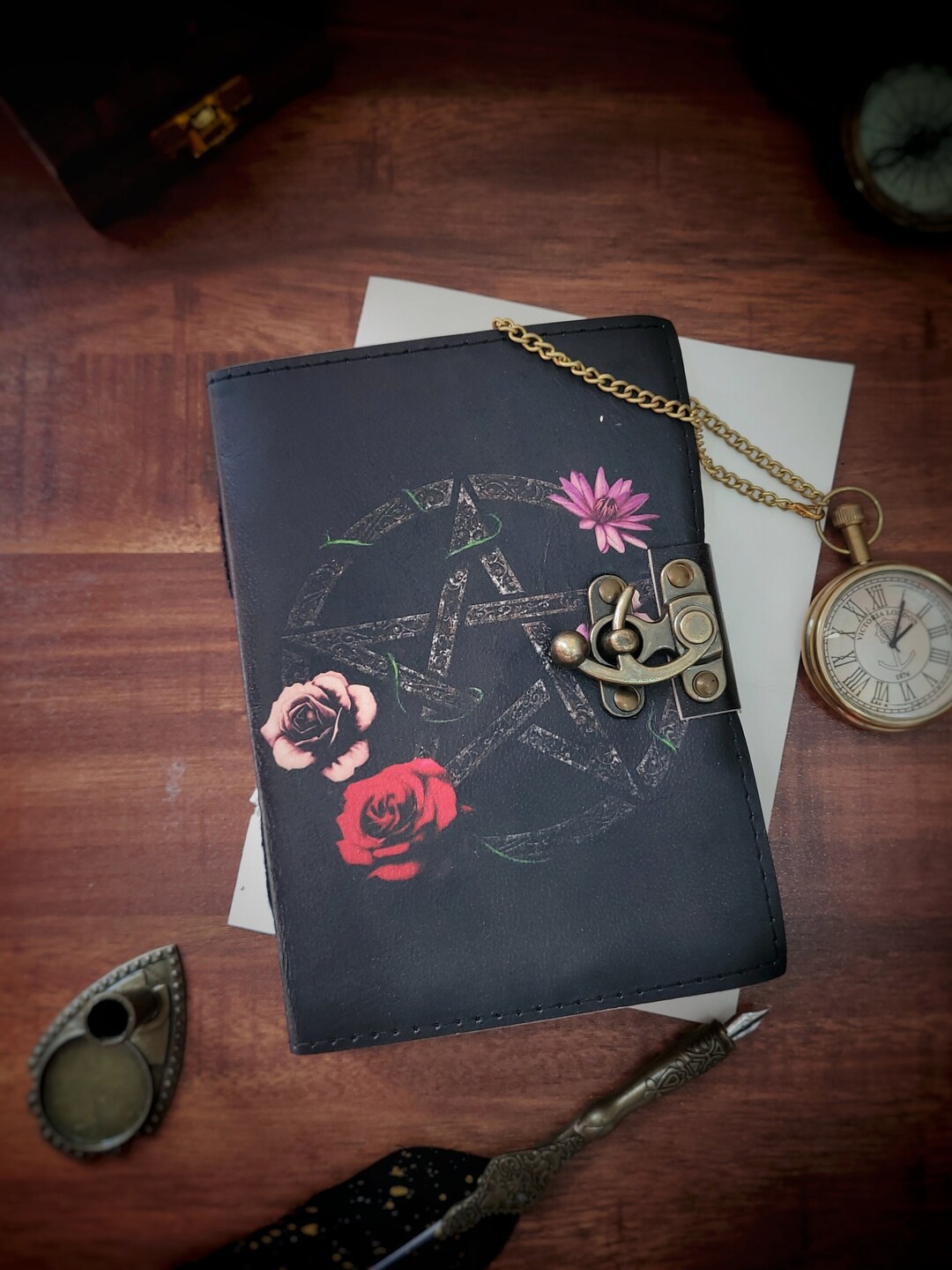 Rose Flower Handmade Leather Journal for Women Notebook Rose Diary ...