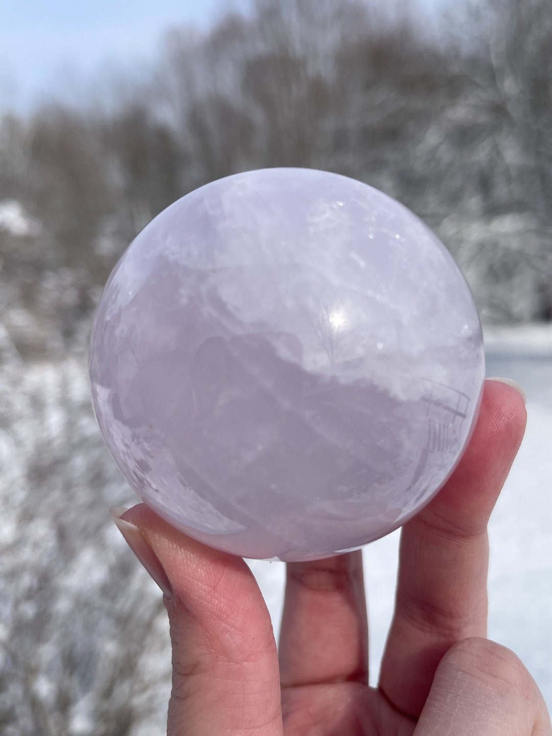 Periwinkle Blue Rose Quartz Crystal Sphere Heart Chakra Healing Stone ...