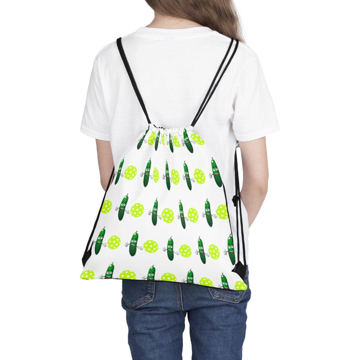 Pickleball Drawstring Bag, Pickle and Ball Bag, Custom Design Sports ...