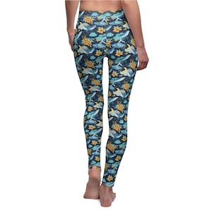 Underwater Whale Yoga Pants, Ocean Lover Leggings, Sea Marine Life ...