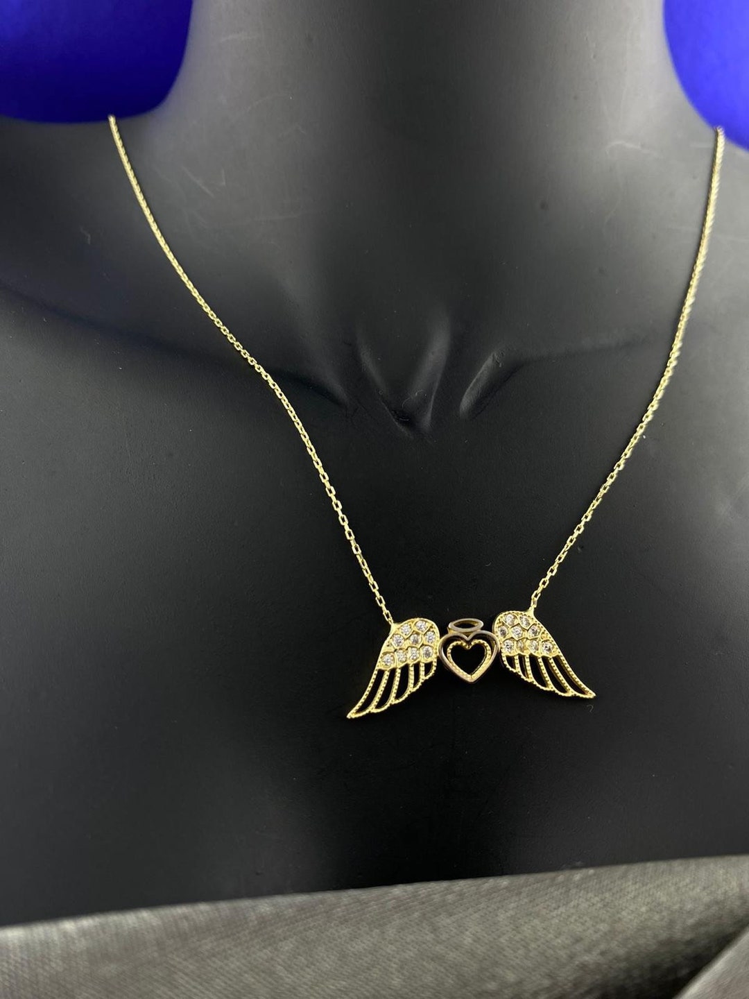 14K Angel Wings Necklace Angel Wings Necklace Custom - Etsy