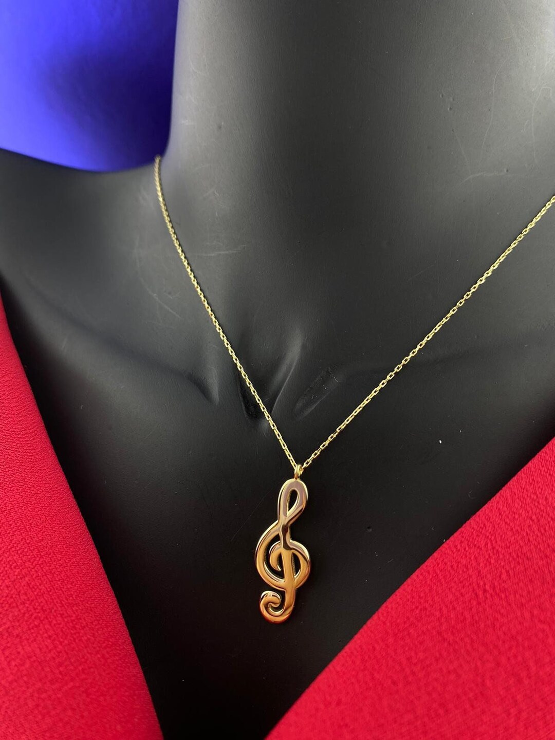 Music Note Necklace, Gold Treble Clef Necklace , Gold Dainty Necklace ...
