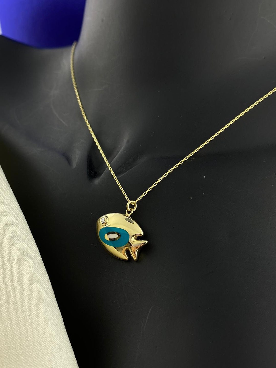 Fish Necklace, 14k Solid Gold Fish Pendant, Animal Necklace, Minimalist ...