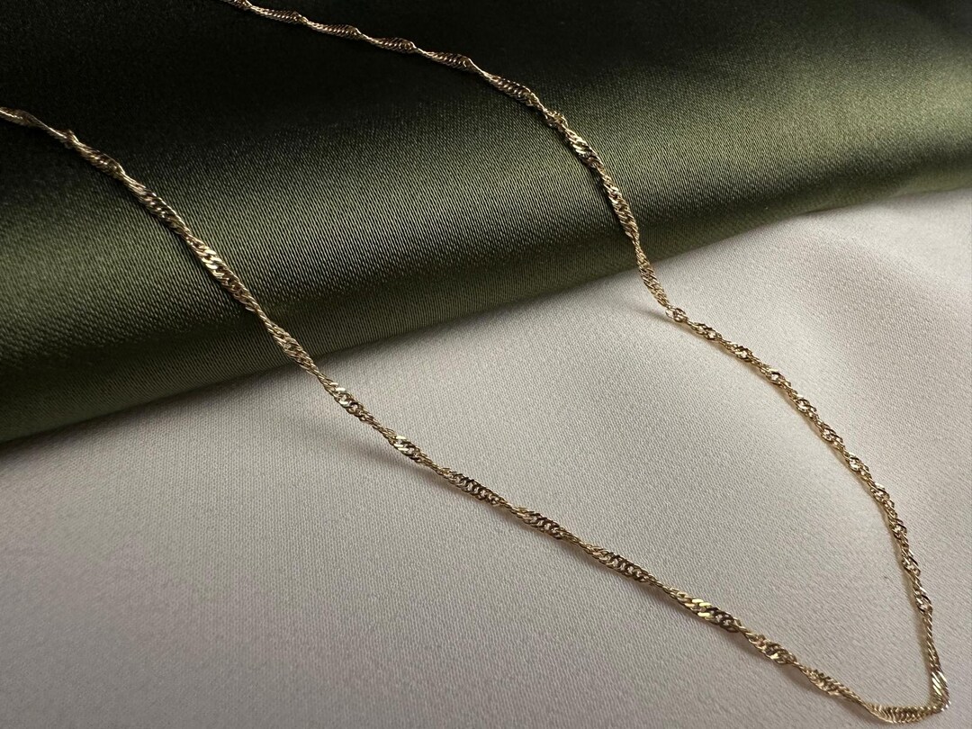 14K Gold Twist Chain , Twisted Chain , Simple Chain , Anniversary Gift ...