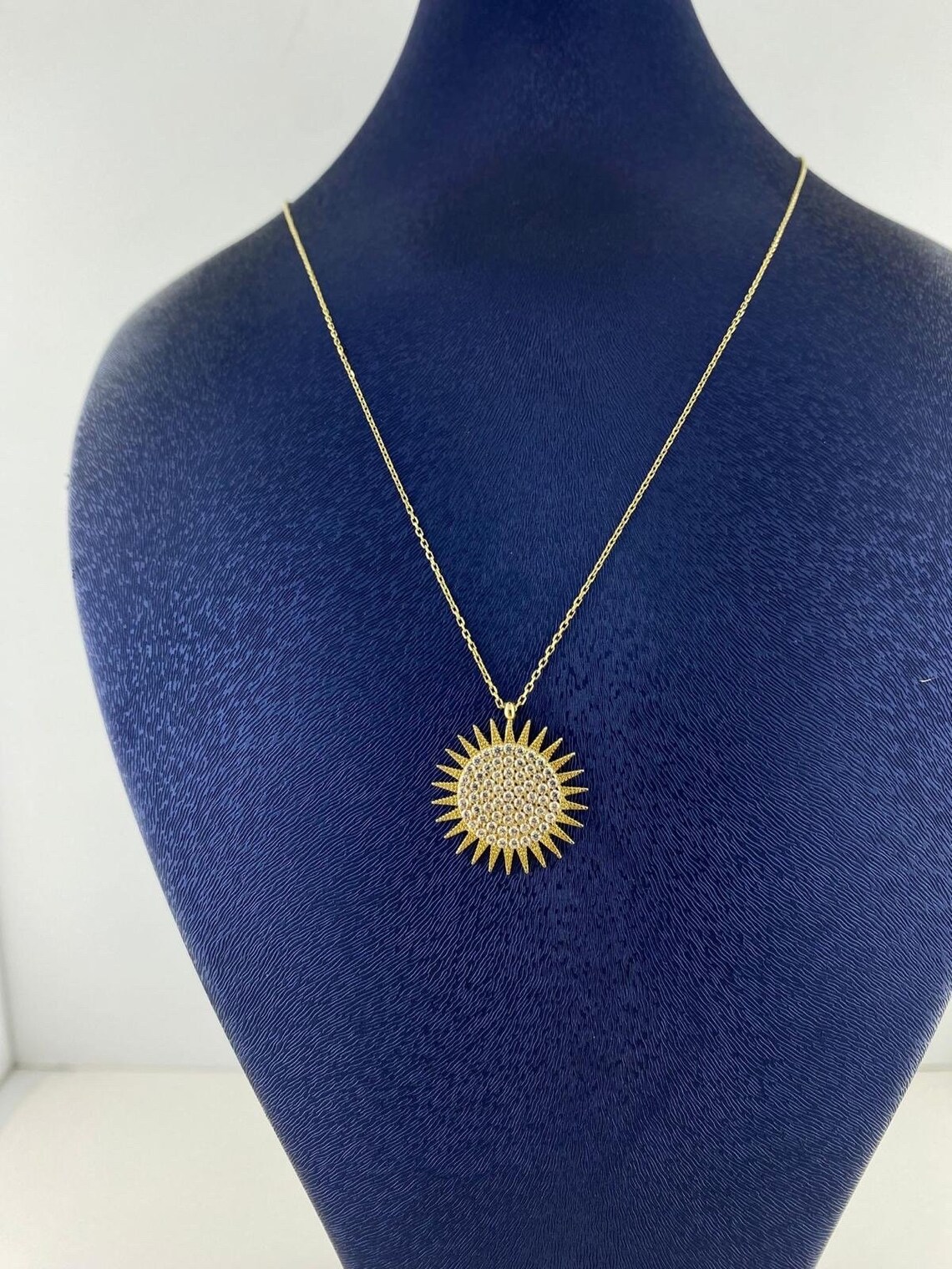 14K Golden Sun Necklace, Sun Pendant, Dainty Necklace, Birthday Gift ...
