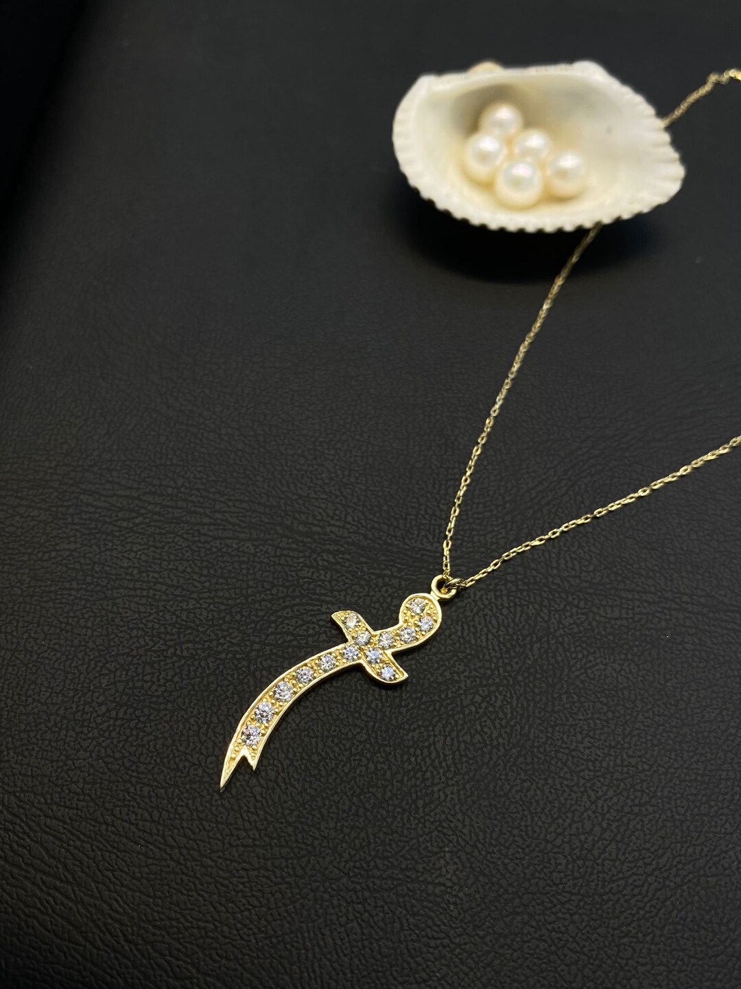 14K Gold Sword Necklace, Sword Pendant Necklace, Sword Amulet, Sword ...