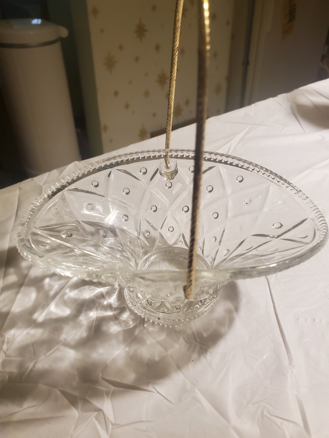 Avon Glass Candy Bowl With Gold Handle - Etsy