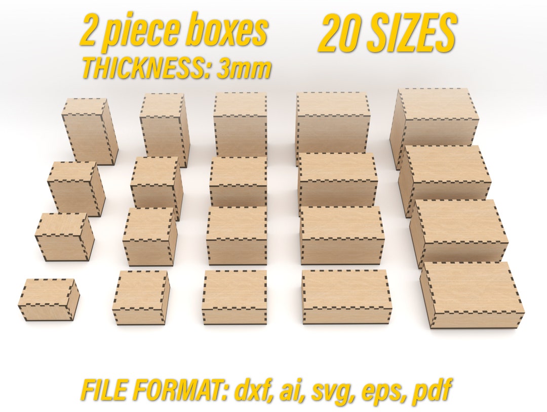 Laser Cut Two Piece Box Templates – 20 Sizes, 3mm (digital Download) - Etsy