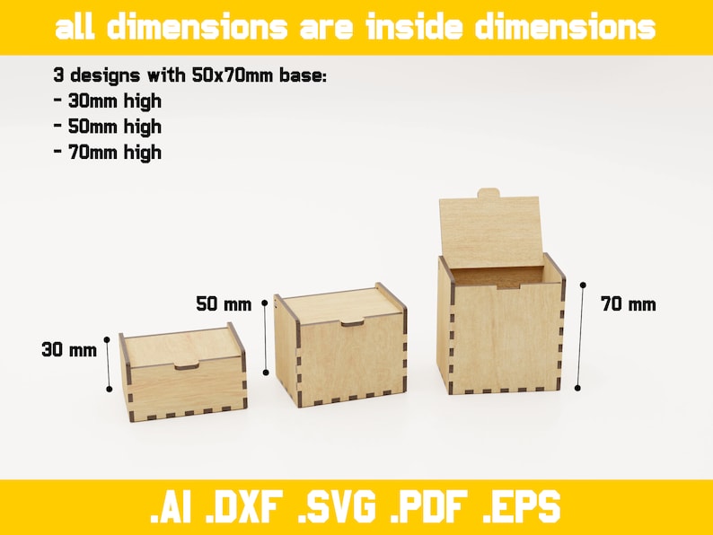 Boxes With Flip up Lids Vector Files for Laser Cut 3mm Thickness ...