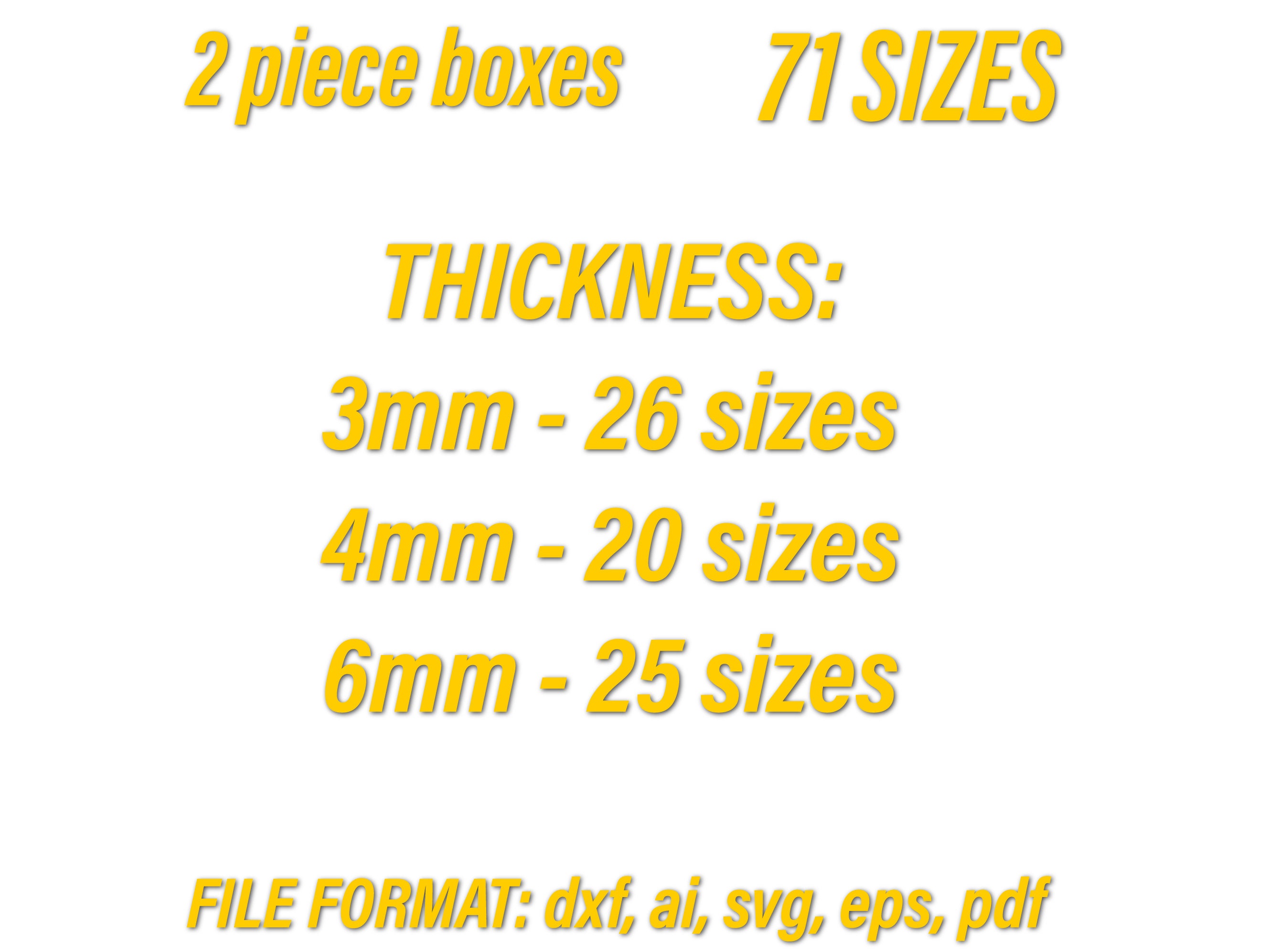 Two Piece Boxes for Laser Cutting Bundle Vector Files - 3mm 4mm 6mm ...