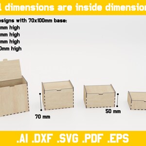 Boxes With Flip up Lids Vector Files for Laser Cut 3mm Thickness ...