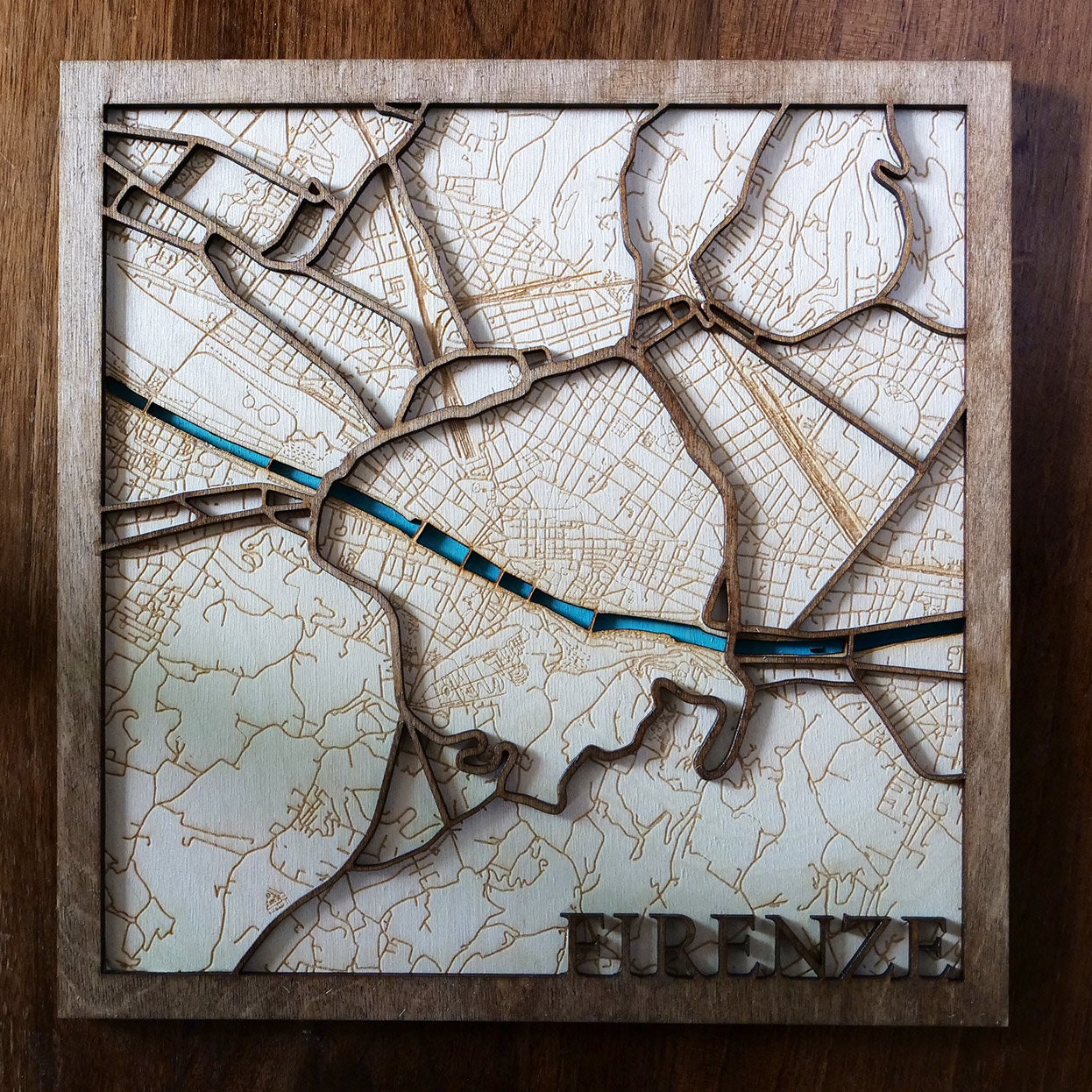 Wall Decor Map of Italian Cities Napoli Florenze Venice Milan Living ...