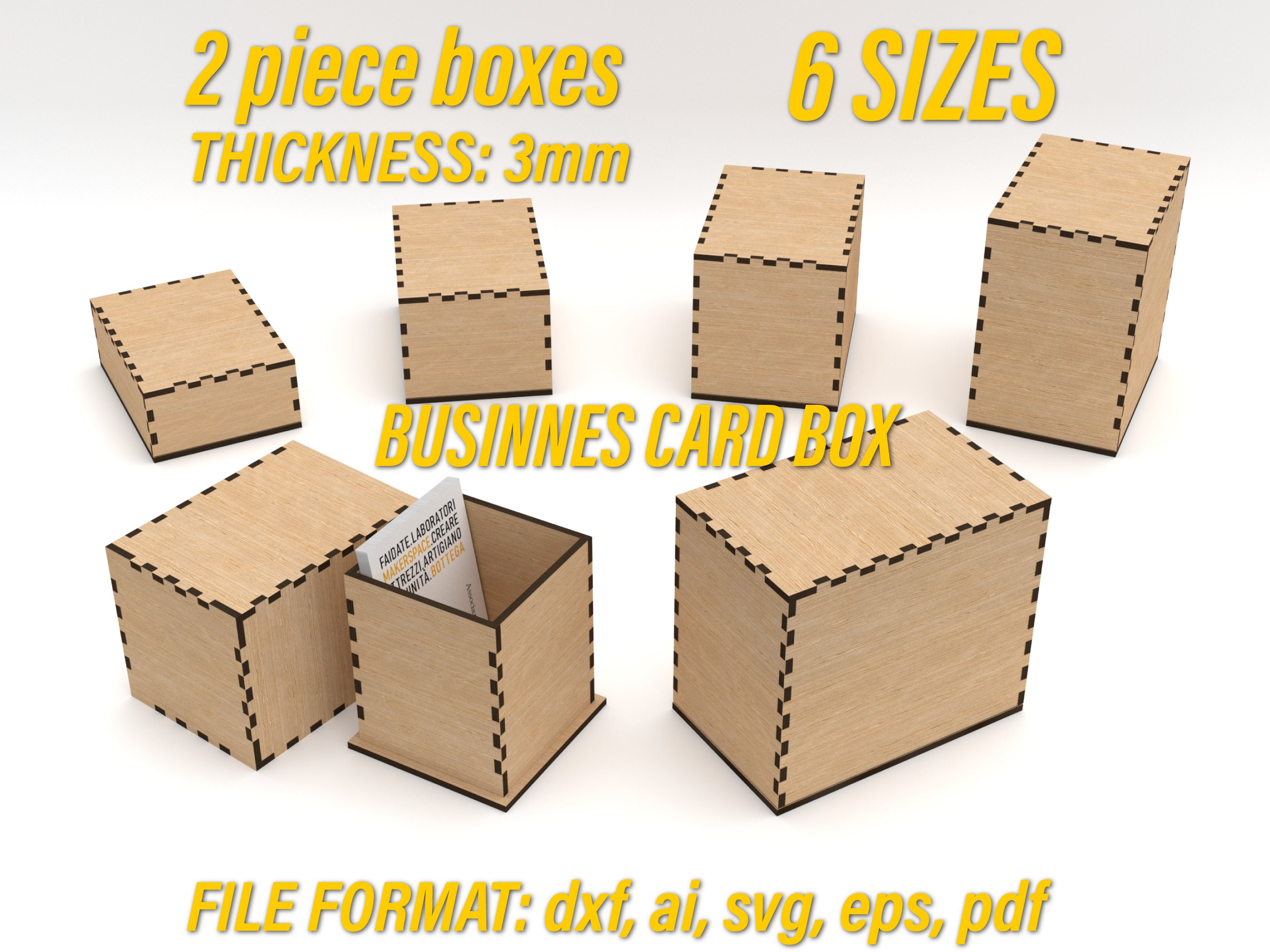 Two Piece Boxes for Laser Cutting Bundle Vector Files - 3mm 4mm 6mm ...