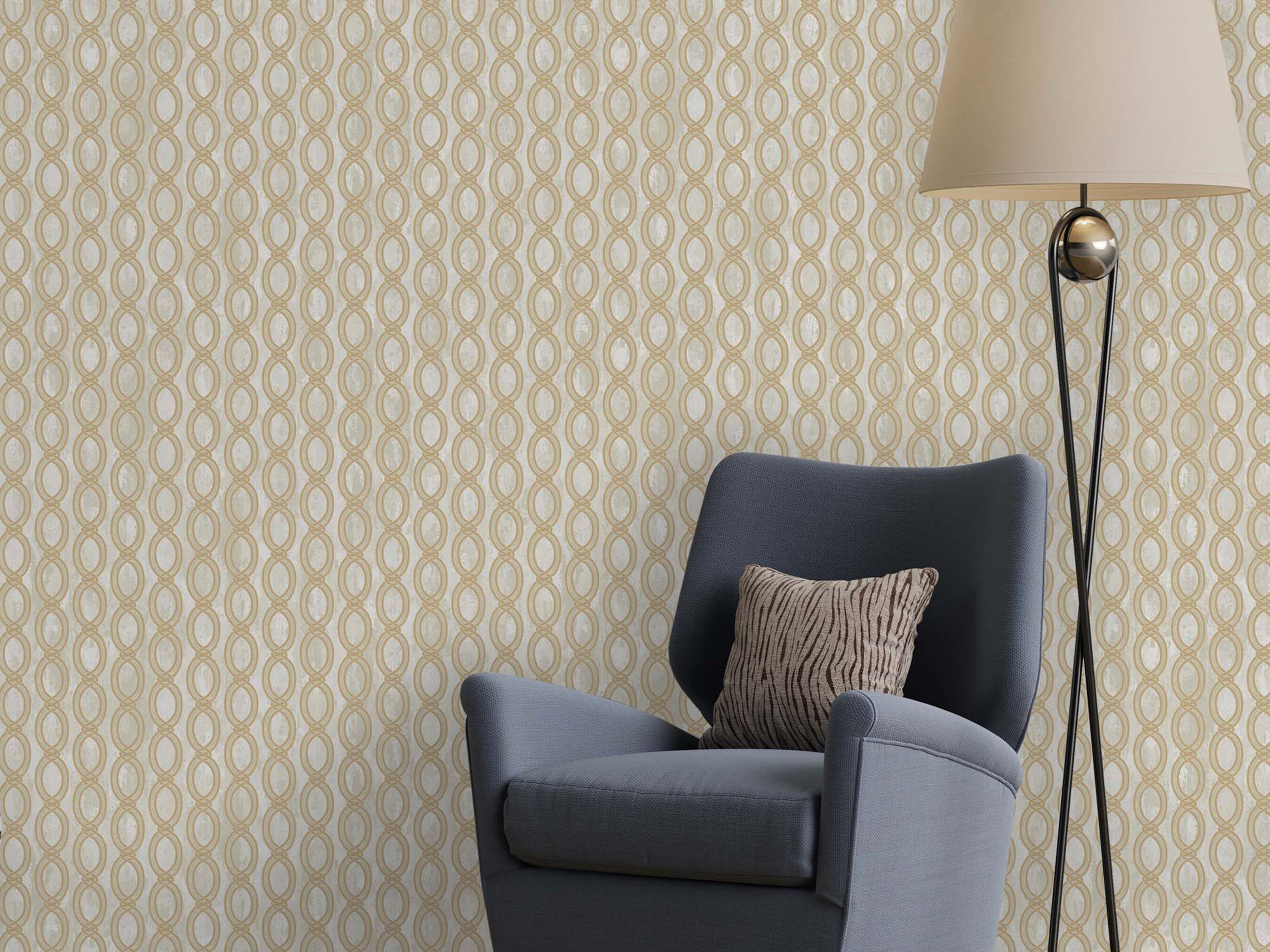 Luxury Gray Gold Chain Column Wallpaper 3D Textured - Etsy