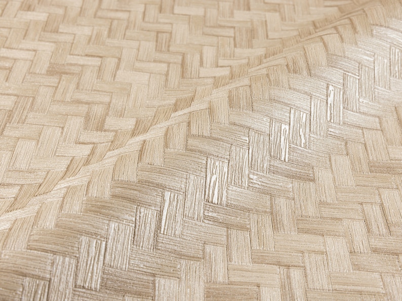 Luxury Herringbone Beige Wallpaper, 3D Textured Wallpaper, Modern ...