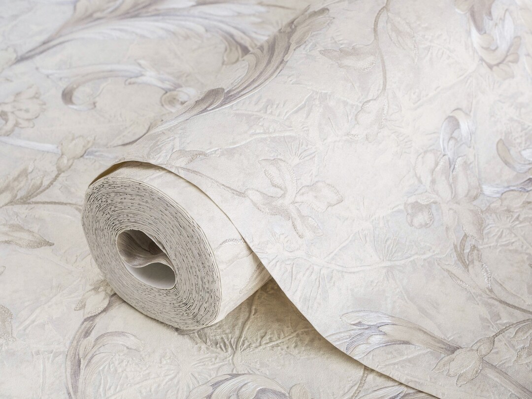 Luxury Floral Ivory Wallpaper, 3D Flower Textured Wallpaper, Decorative ...