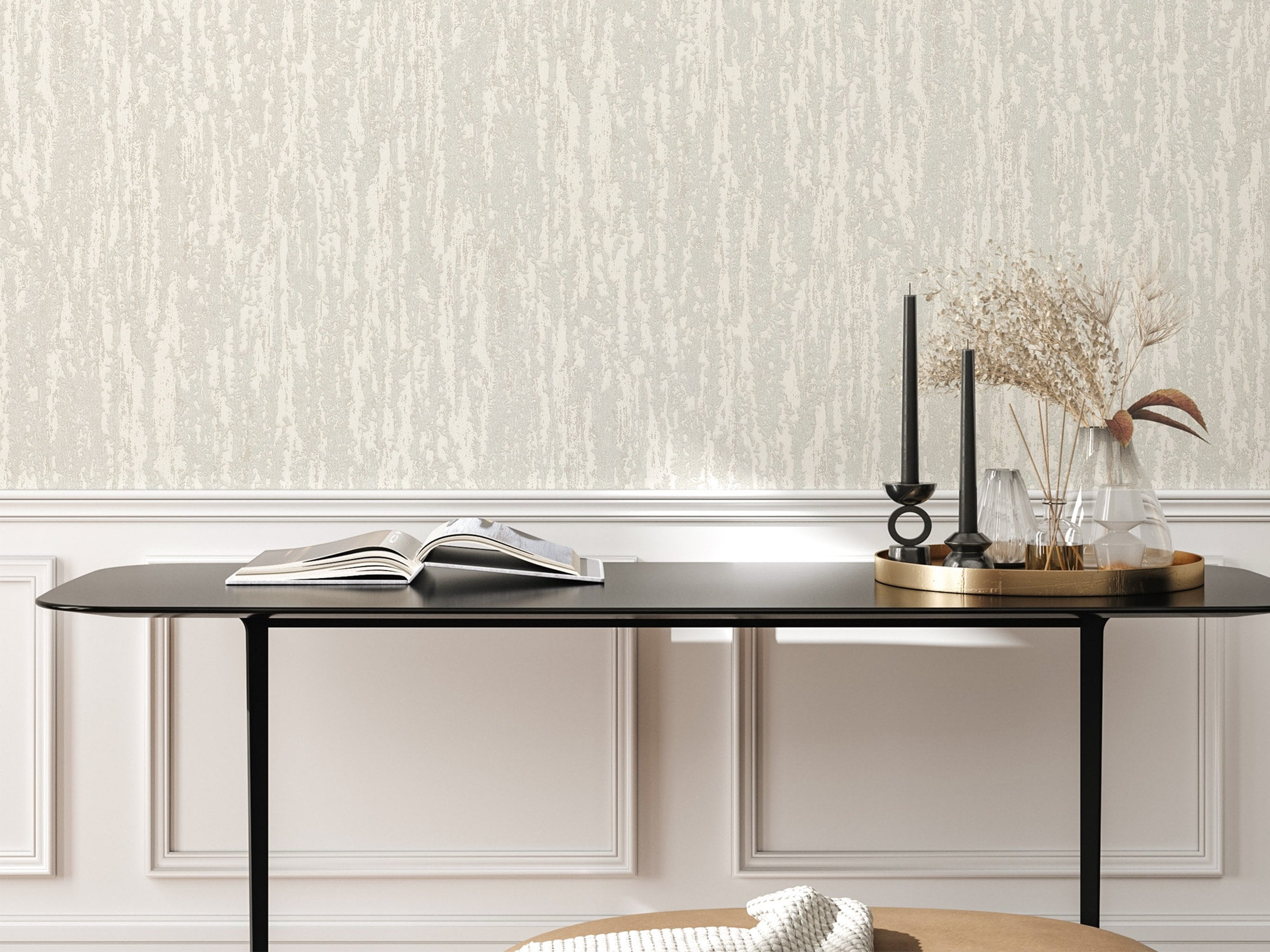 Modern Distressed Cream Shinny Wallpaper, 3D Textured Wallpaper ...