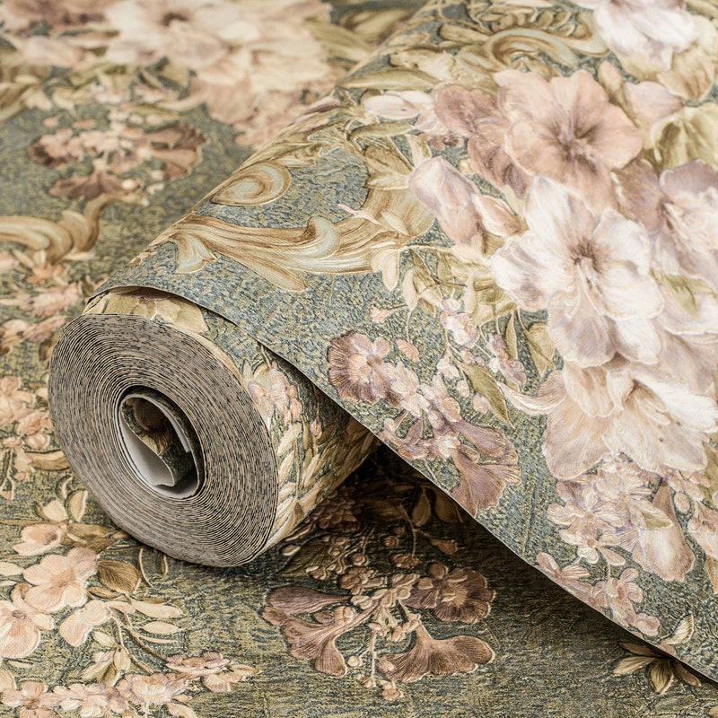 Green Floral Wallpaper - Etsy