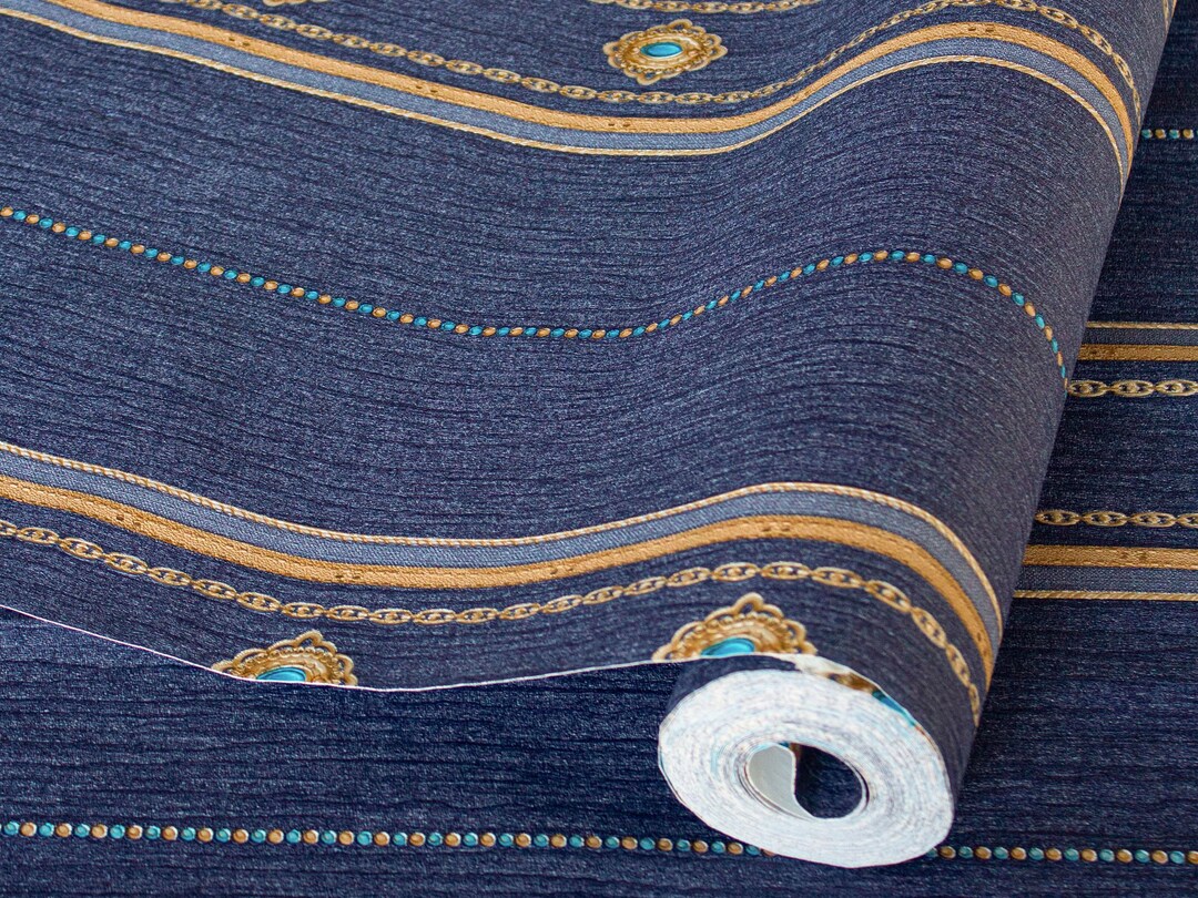 Blue Striped Deep Embossed Wallpaper, Textured Wallpaper, Sturdy ...