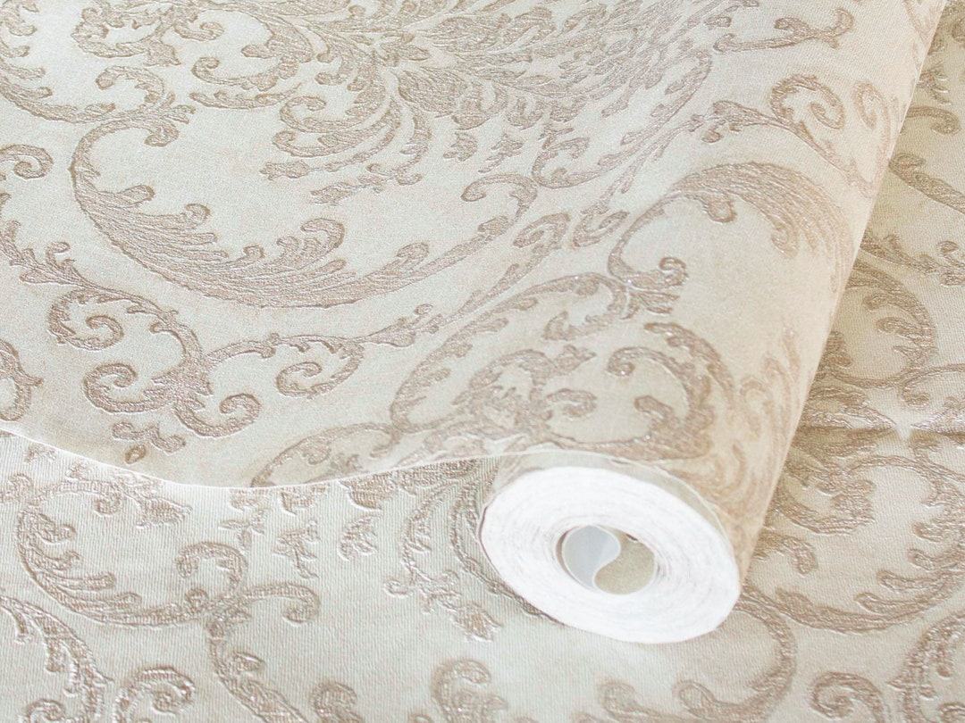 Luxury Damask Deep Embossed Wallpaper, 3D Washed Textured Wallpaper, Creamy Decorative ...