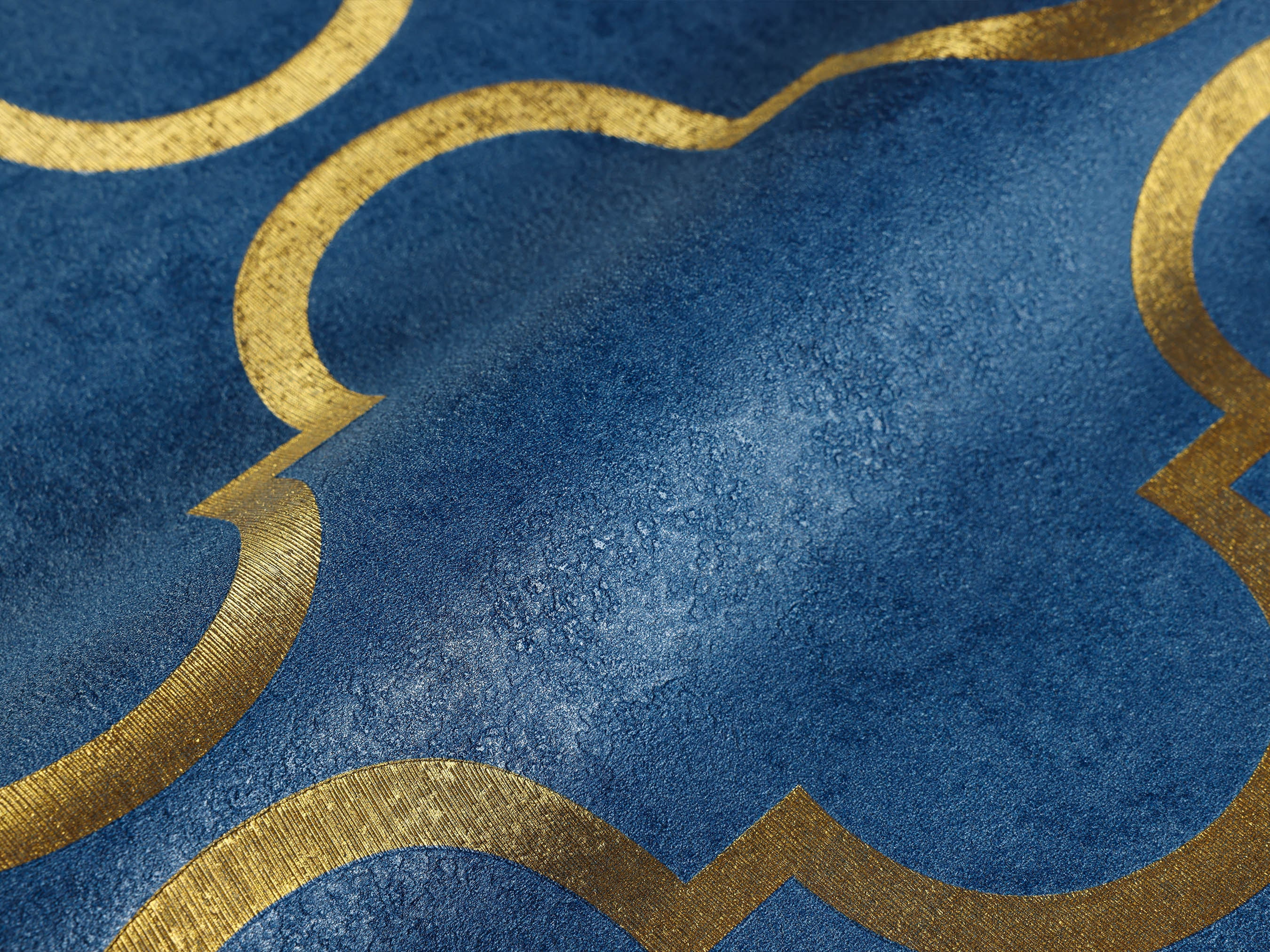 Timeless Design 3D Embossed Wallpaper, Blue Oriental Textured Wallpaper ...