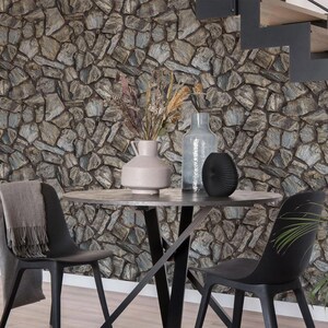 Modern Cream Stones Wallpaper, 3D Textured Wallpaper, Decorative ...