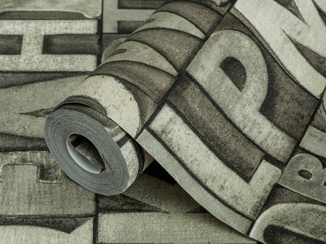 Gray Letters Wallpaper, Textured Wallpaper, Alphabet Decorative ...