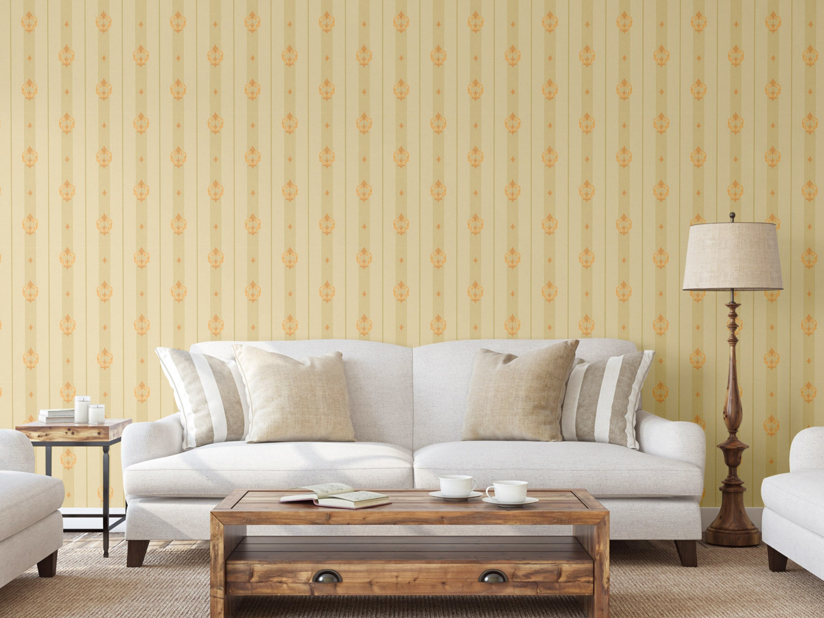 Luxury Swag Damask Gold Wallpaper, 3D Textured Wallpaper, Decorative ...