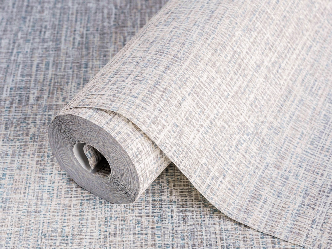 Modern Linen Textured Cream Gray Wallpaper, 3D Textured Wallpaper ...