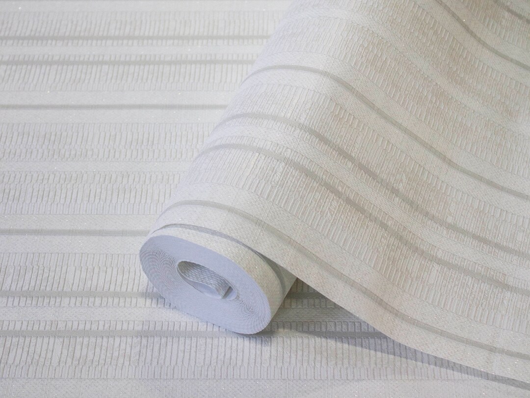 Modern Stripes Cream Wallpaper, 3D Textured Wallpaper, Luxury ...