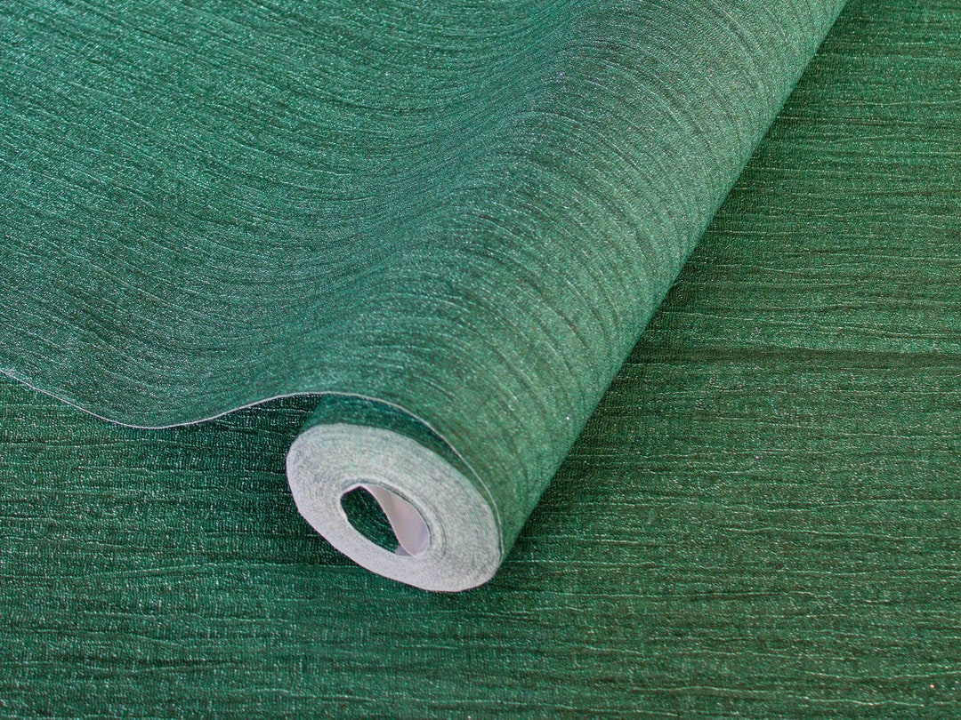 Plain Vivid Green Embossed Wallpaper, Textured Grasscloth Wallpaper ...