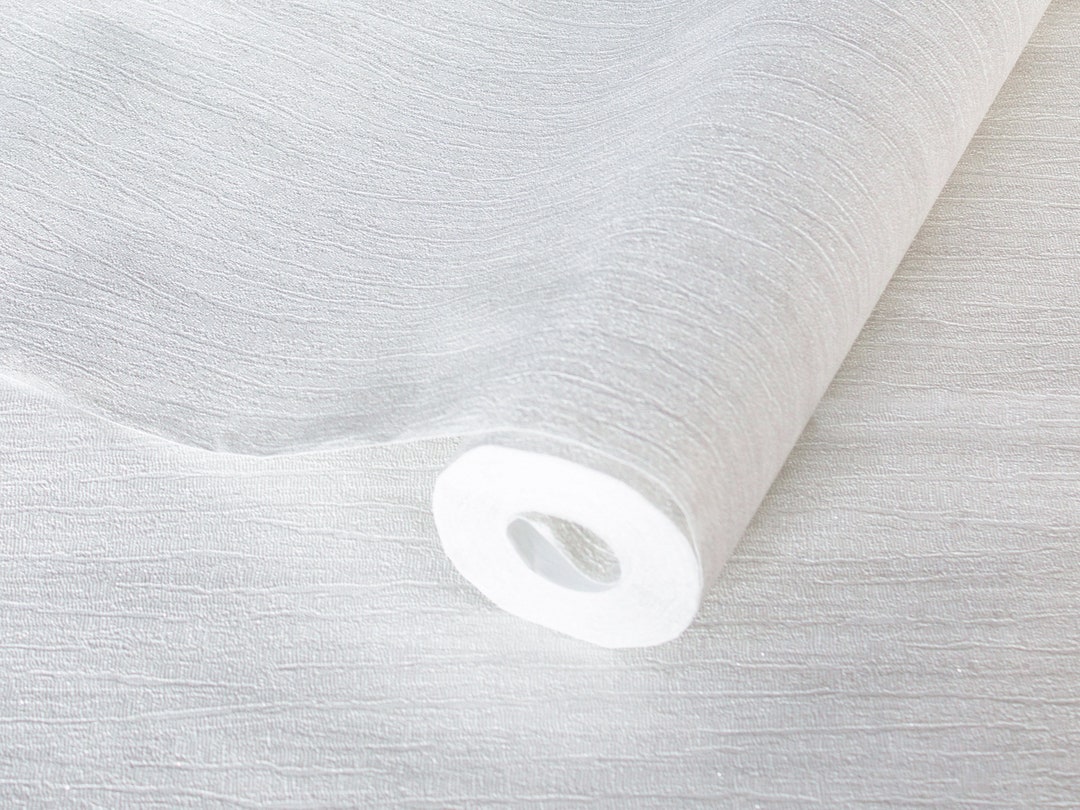 Solid White Embossed Wallpaper, Textured Grasscloth Style Wallpaper ...