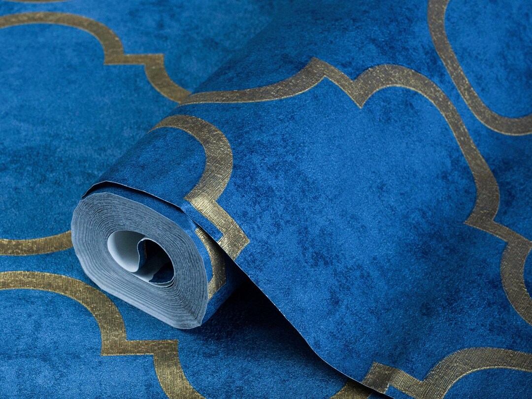 Timeless Design 3D Embossed Wallpaper, Blue Oriental Textured Wallpaper ...