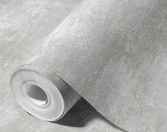 Modern Plaster Texture Metallic Wallpaper, 3D Faux Textured Wallpaper ...