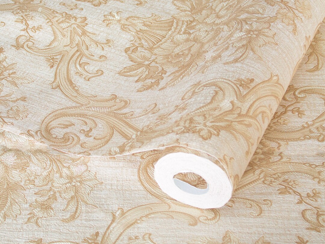 Gold Damask Deep Embossed Wallpaper, 3D Washed Textured Wallpaper ...