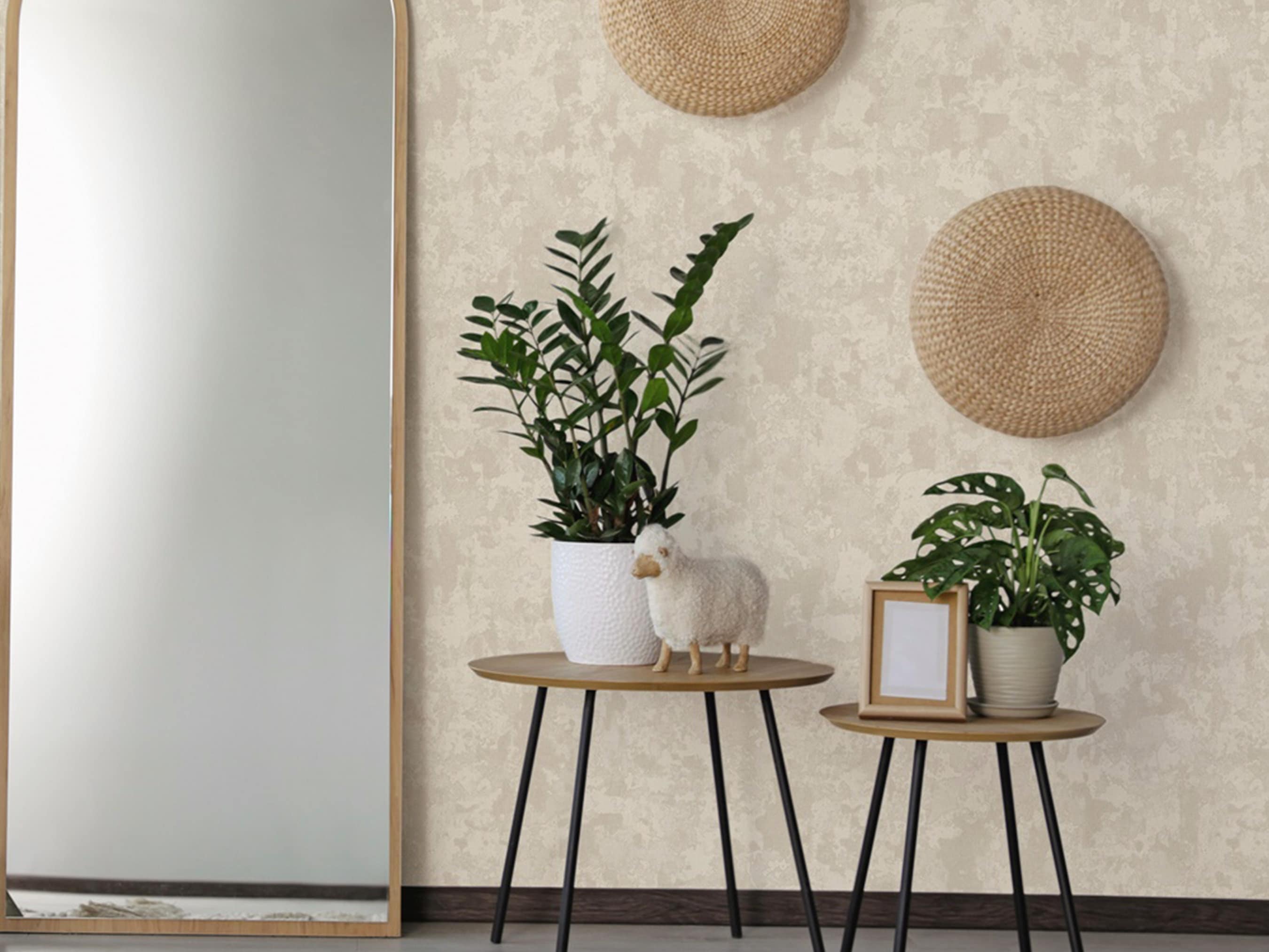 Modern Distressed Beige Shinny Wallpaper 3D Textured - Etsy