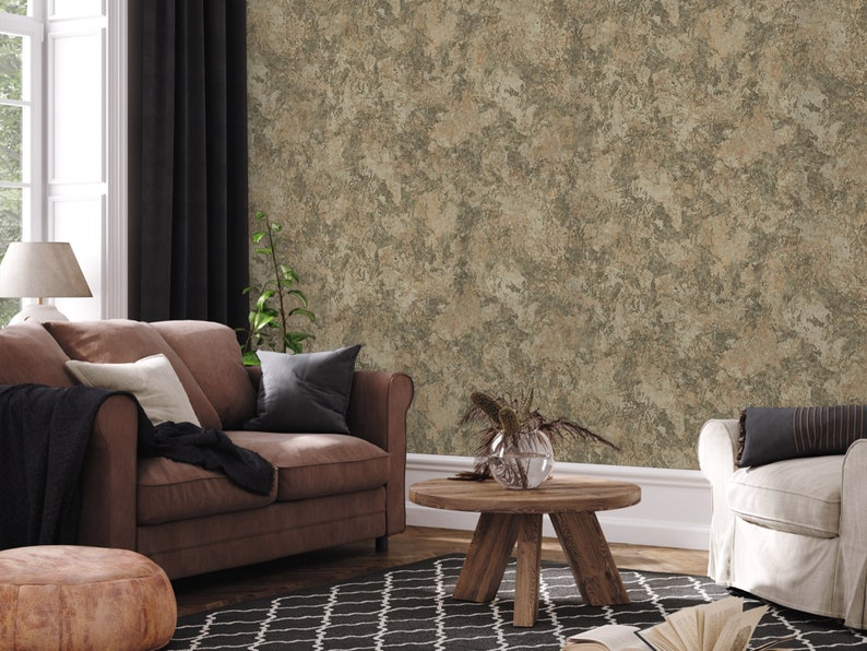 3D Embossed Textured Wallpaper: Distressed Green, Luxury Wallcovering ...