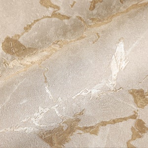 Luxury Marble Cream Gold Wallpaper, 3D Textured Wallpaper, Modern ...
