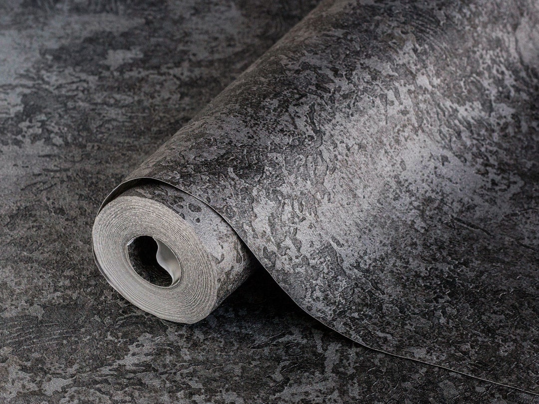 Modern Distressed Black Wallpaper, 3D Textured Wallpaper, Luxury ...