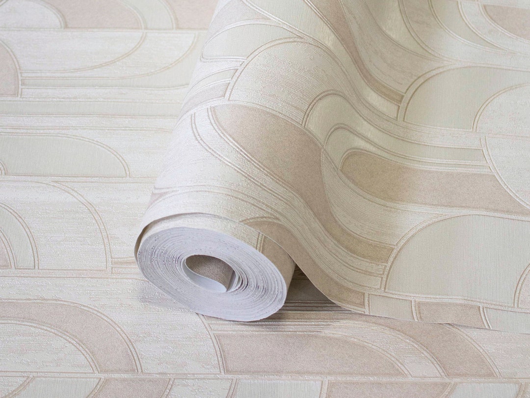 Luxury Art Deco Cream Wallpaper 3D Textured Wallpaper Modern - Etsy