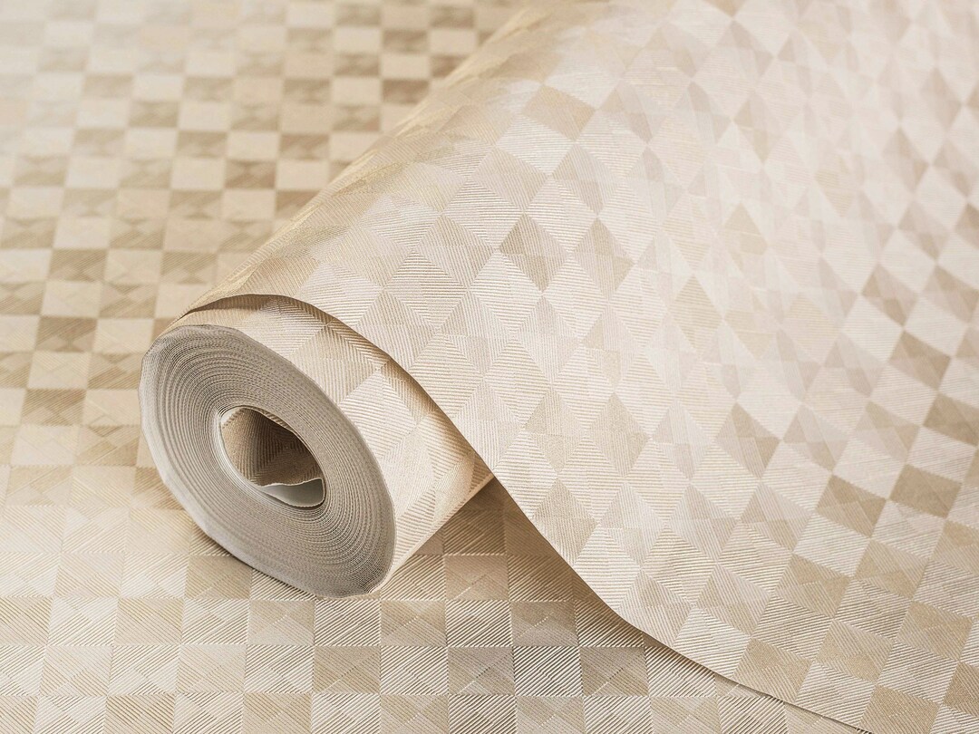 Modern Checkers Cream Wallpaper, 3D Textured Wallpaper, Decorative ...
