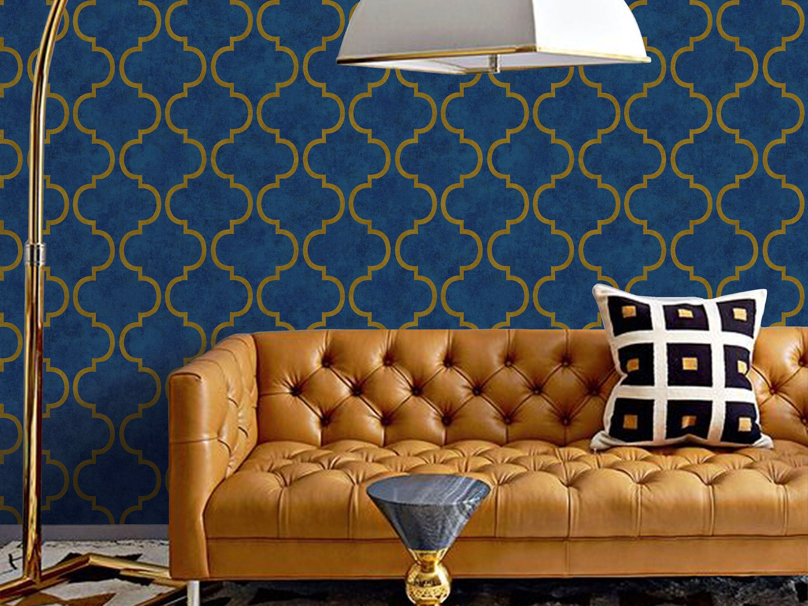 Timeless Design 3D Embossed Wallpaper, Blue Oriental Textured Wallpaper ...
