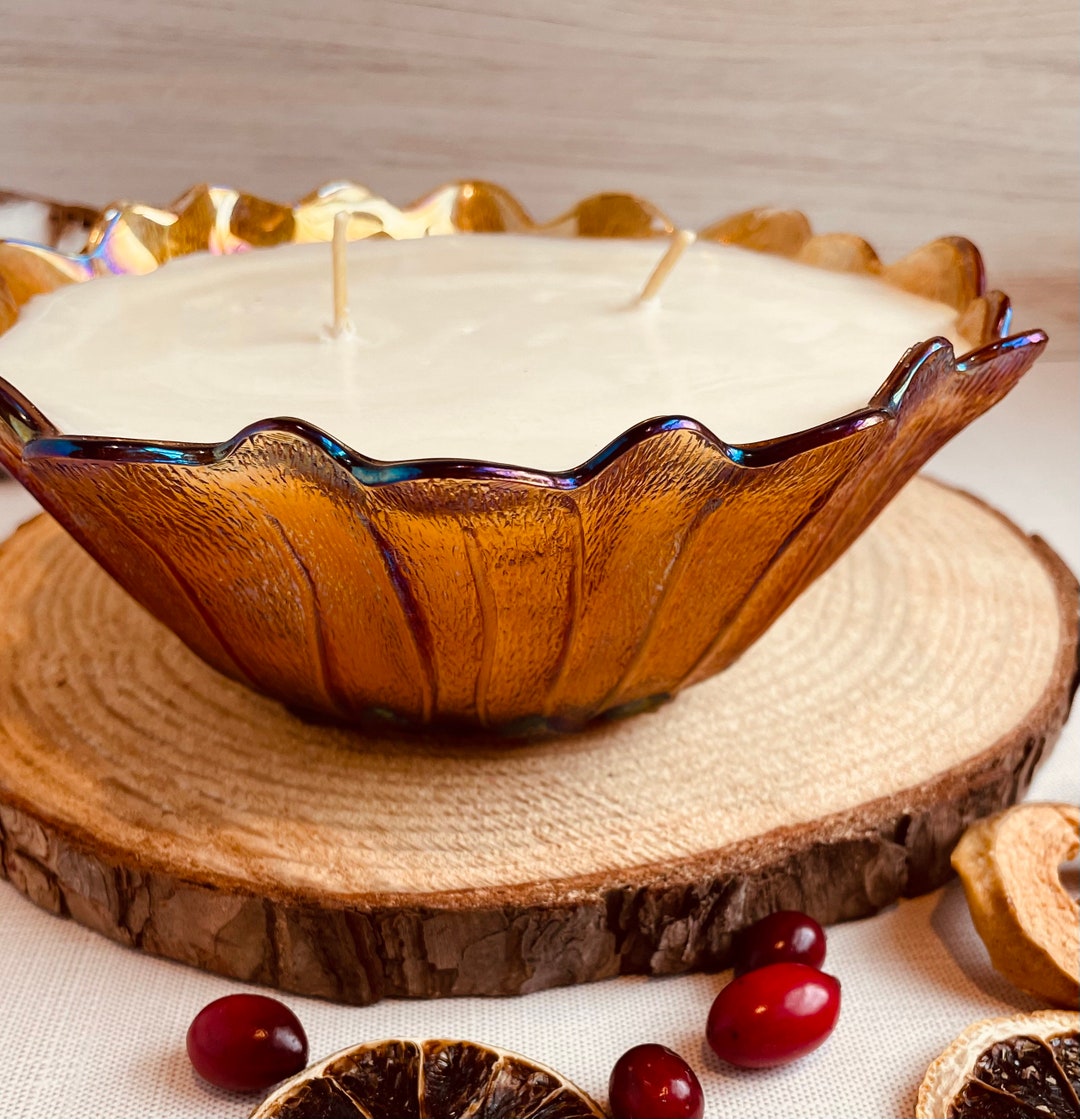 Vintage Marigold Carnival Glass Candy Dish marigold & Magnolia Scented ...