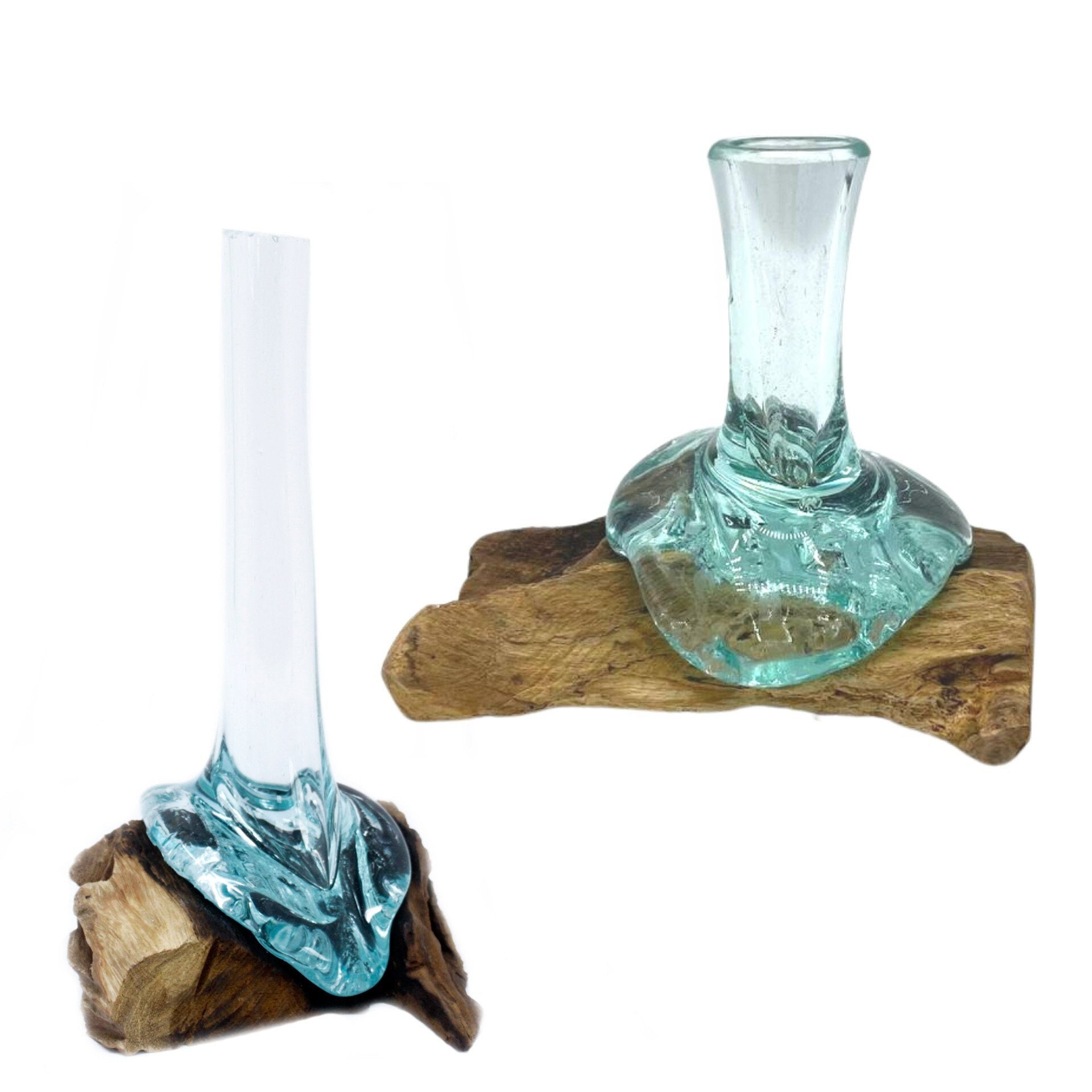 Recycled Molten Glass Vase Over Gamal Wood Hand Blown Vase for - Etsy UK