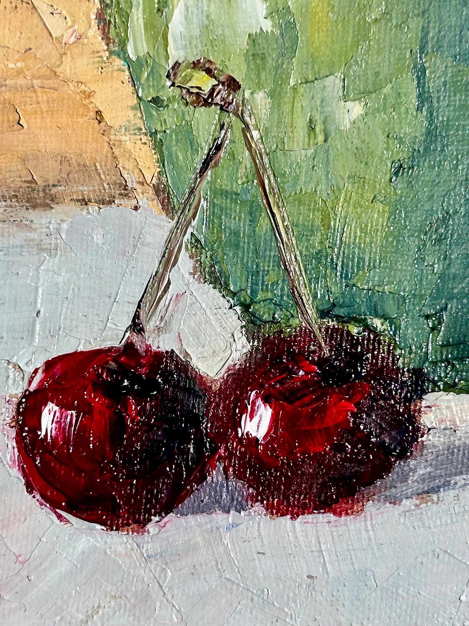 Cherry Original Oil Painting Still Life Kitchen Art Canvas Board 5*7 ...
