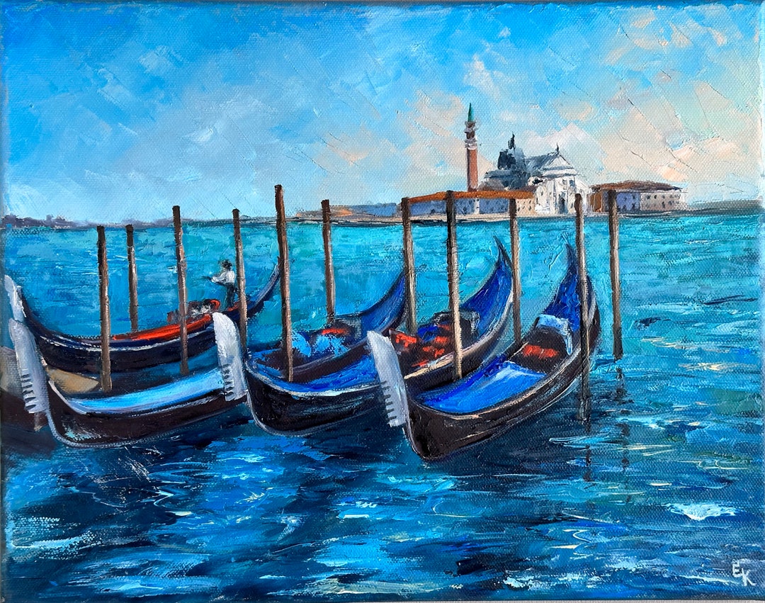 Venice Gondolas Italy Original Oil Painting Wall Art Impasto 11 by 14 ...
