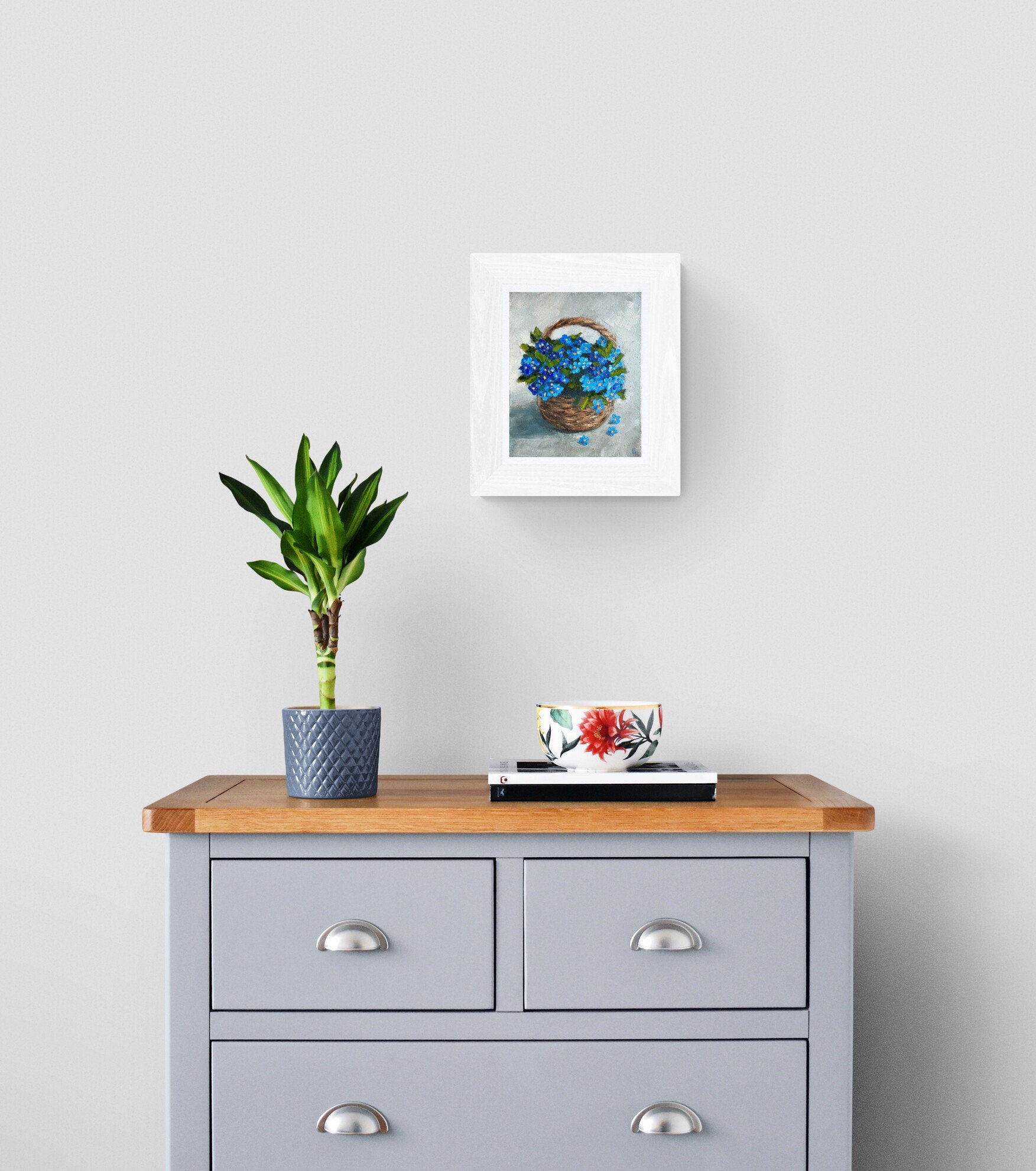 Forget-me-not Painting Wall Art Original Oil Painting Stretched Canvas ...